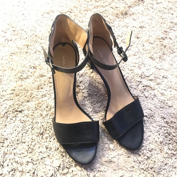Via Spiga | Shoes | Via Spiga Black Leather Heel Shoes Size | Poshmark